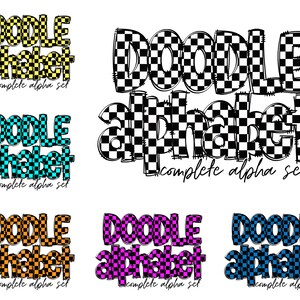 100+ Doodle Alphabet PNG, Checkered Alphabet Letters PNG Bundle, Hand ...