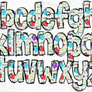 Teacher Doodle Alphabet PNG, Alphabet Letters PNG Bundle, Hand Drawn ...