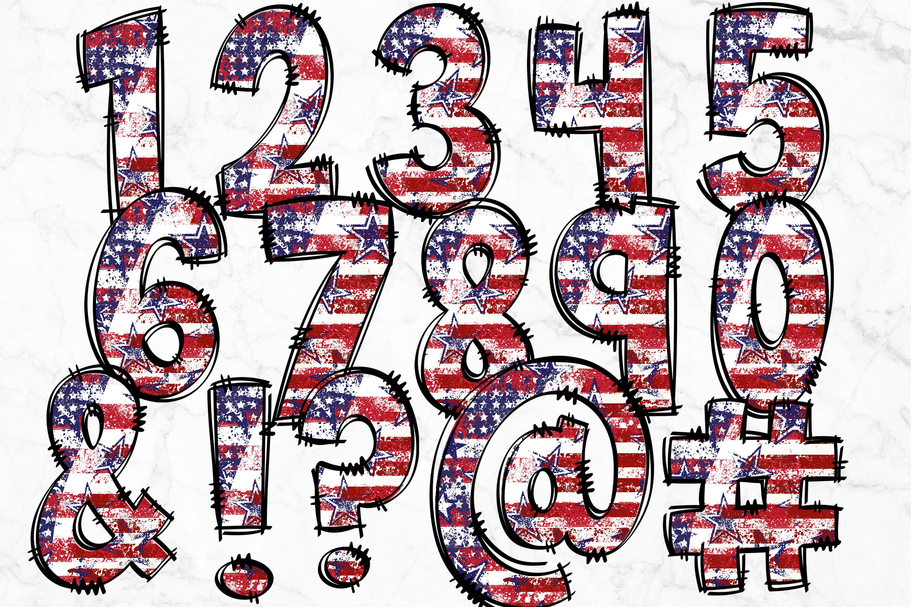 Patriotic Doodle Alphabet PNG Alphabet Letters PNG Bundle - Etsy