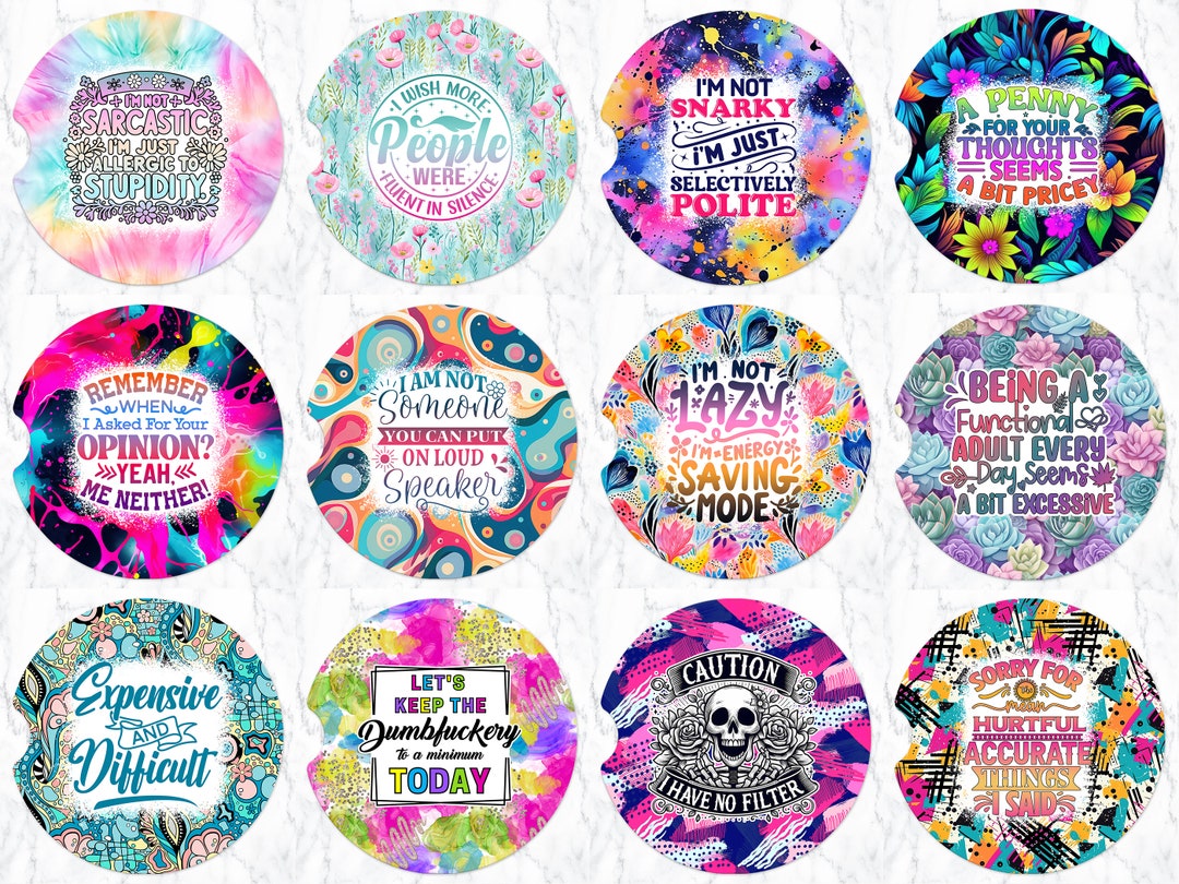 Sarcastic Car Coaster Sublimation Bundle, Funny Car Cup Holder, Adult ...