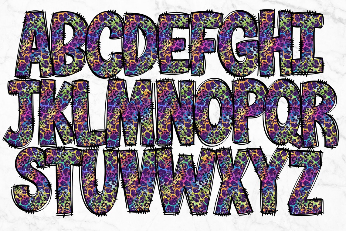 Leopard Doodle Alphabet PNG Alphabet Letters PNG Bundle Hand - Etsy