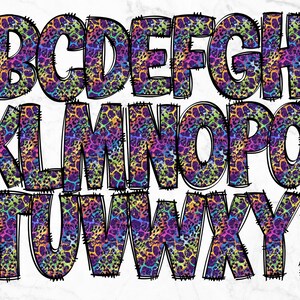 Leopard Doodle Alphabet PNG Alphabet Letters PNG Bundle Hand - Etsy