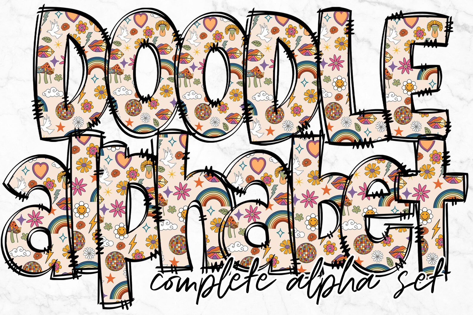 Doodle Alphabet PNG Alphabet Letters PNG Bundle Hand Drawn | Etsy