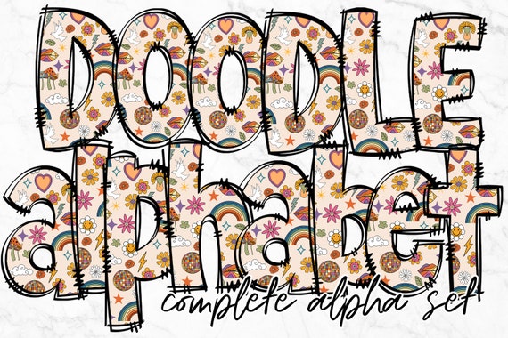 Doodle Alphabet PNG Alphabet Letters PNG Bundle Hand Drawn | Etsy