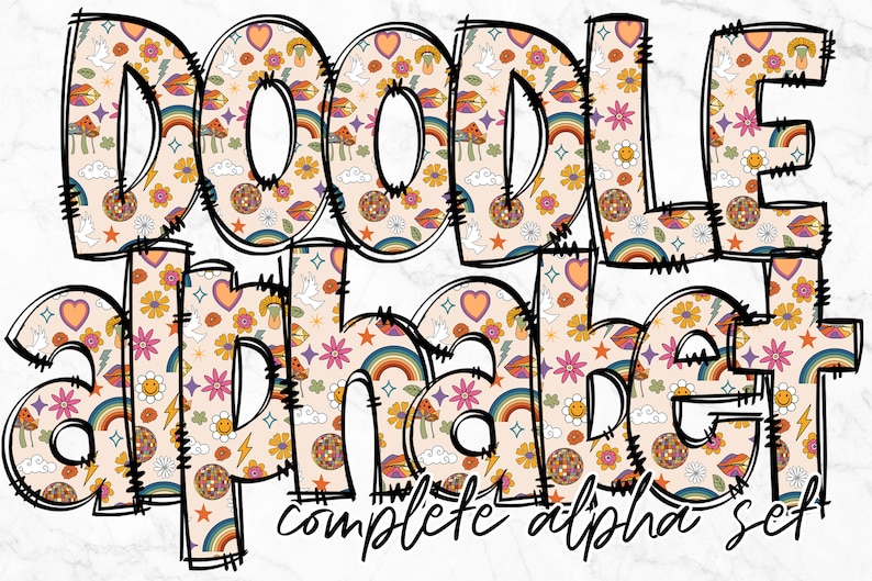 Doodle Alphabet PNG Alphabet Letters PNG Bundle Hand Drawn | Etsy