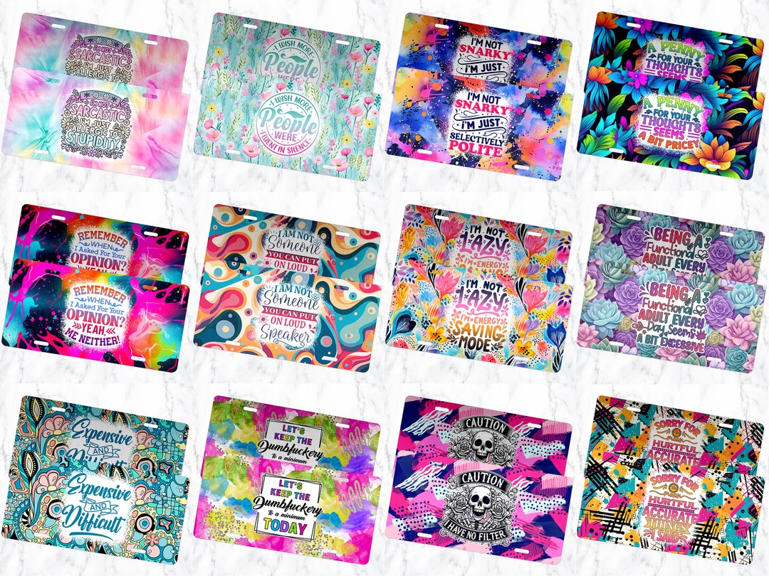 Sarcastic License Plate Sublimation Designs, Funny License Plate Bundle ...