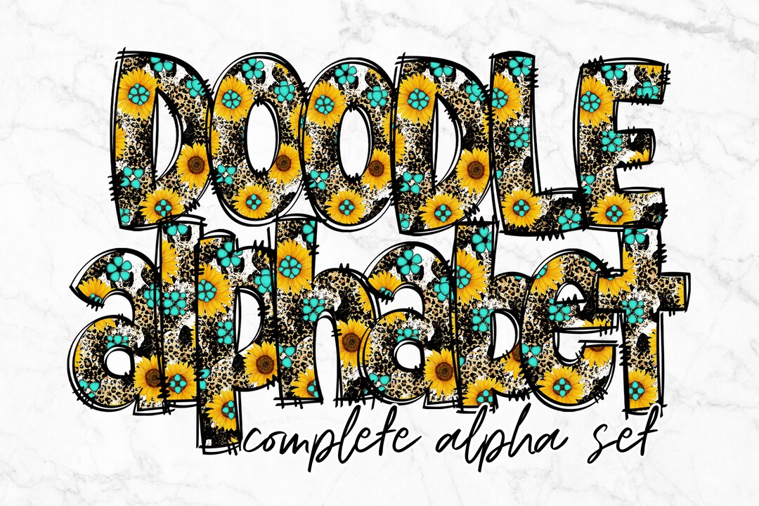 Leopard Print Doodle Alphabet PNG, Alphabet Letters PNG Bundle, Hand ...