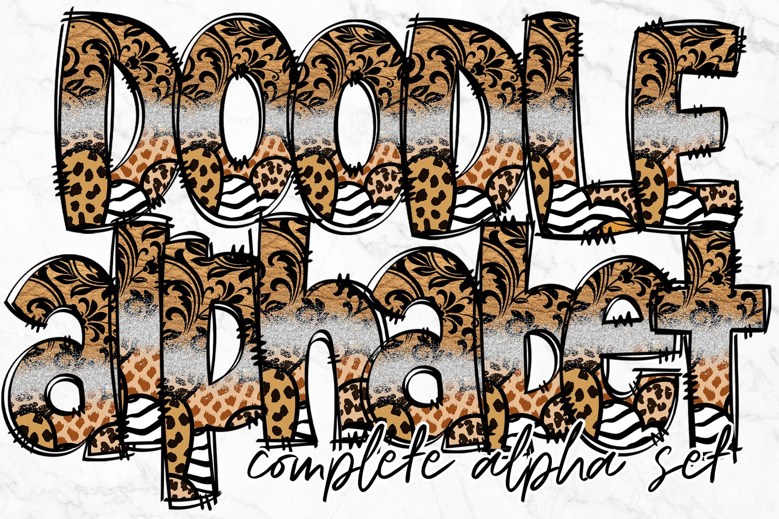 Doodle Alphabet PNG Alphabet Letters PNG Bundle Hand Drawn | Etsy