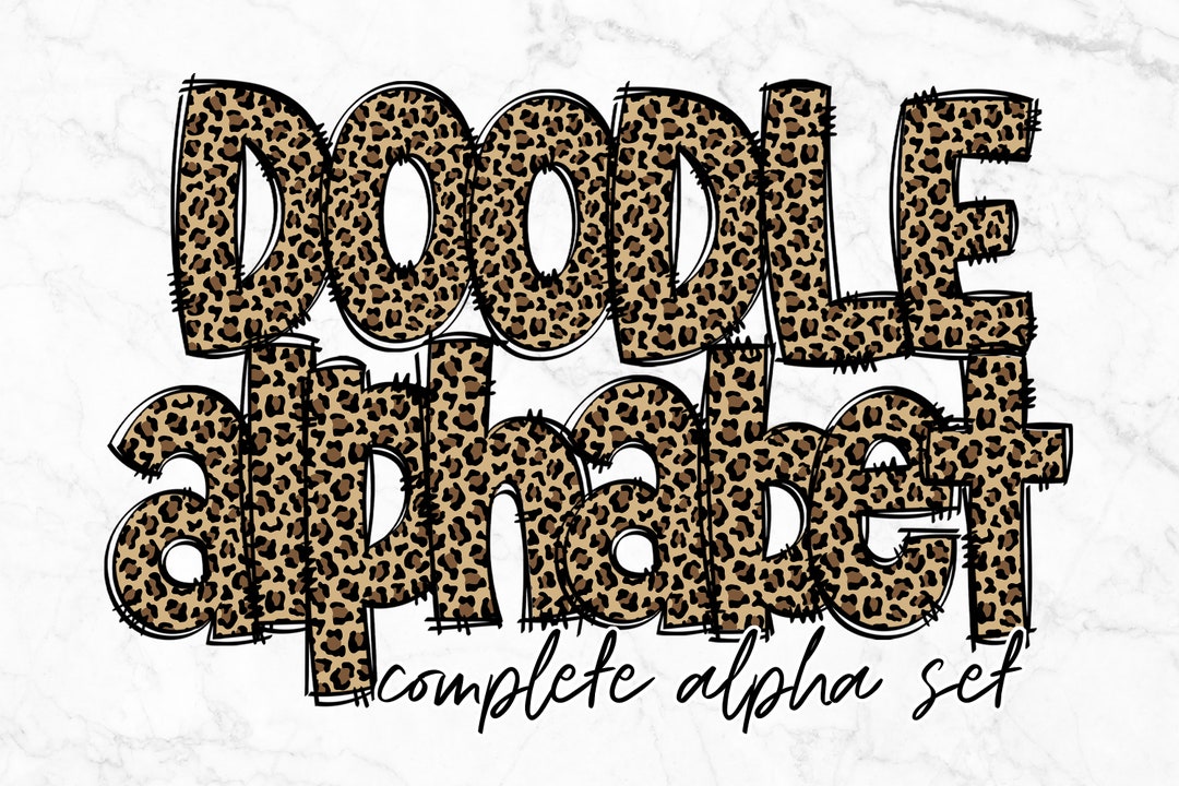 Leopard Print Doodle Alphabet PNG, Alphabet Letters PNG Bundle, Hand ...