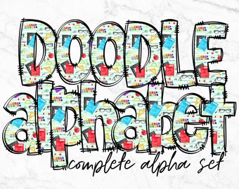 Nurse Doodle Alphabet PNG, Alphabet Letters PNG Bundle, Hand Drawn ...