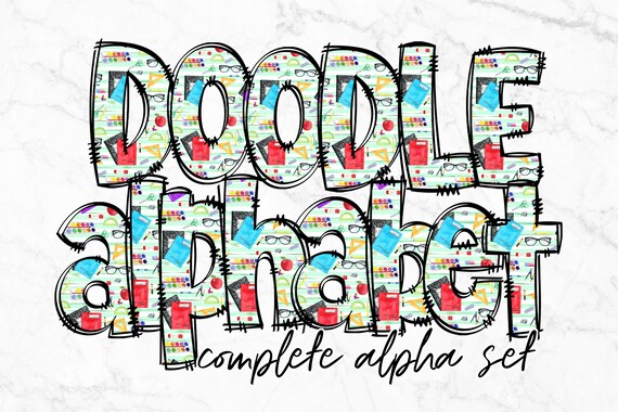 Teacher Doodle Alphabet PNG Alphabet Letters PNG Bundle Hand - Etsy