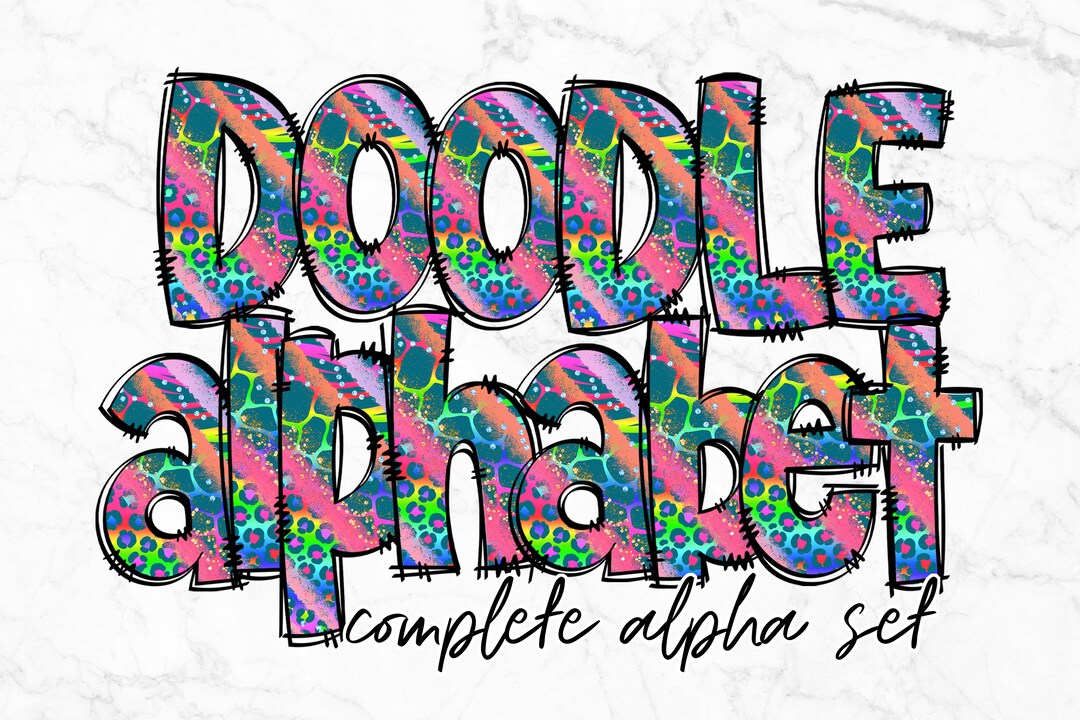 Leopard Doodle Alphabet PNG, Alphabet Letters PNG Bundle, Hand Drawn ...