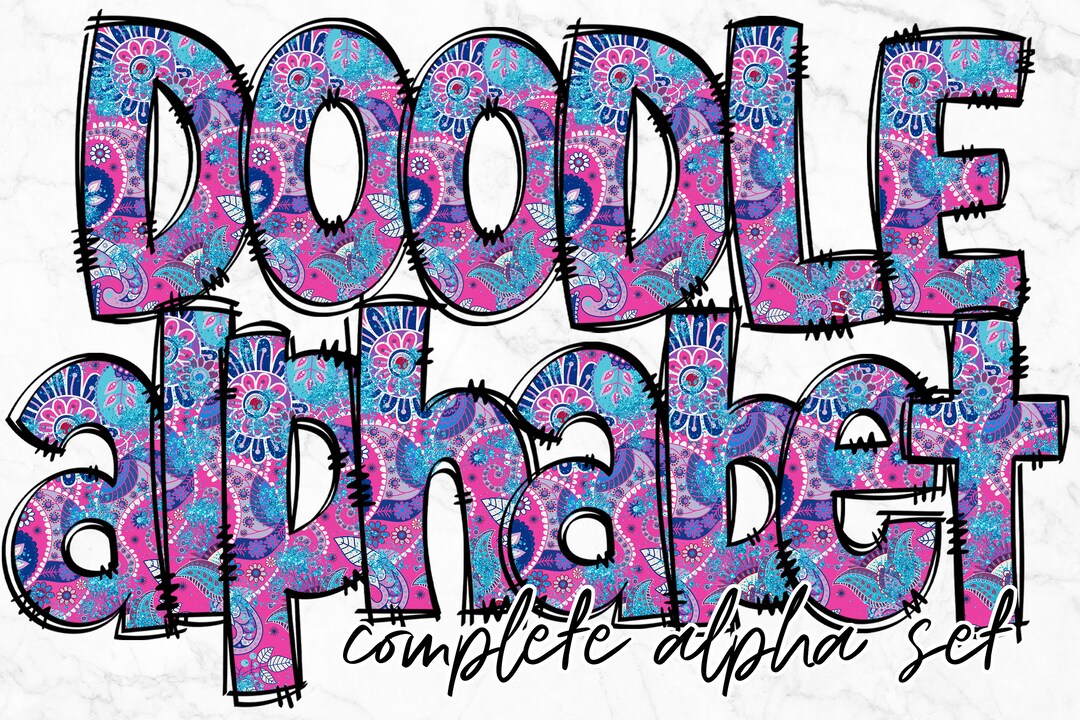 Doodle Alphabet PNG, Alphabet Letters PNG Bundle, Hand Drawn Doodles ...
