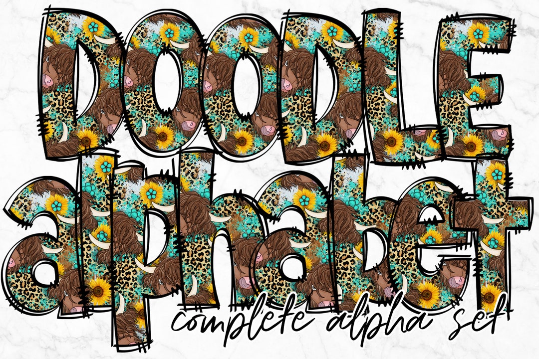 Doodle Alphabet PNG, Alphabet Letters PNG Bundle, Hand Drawn Doodles ...