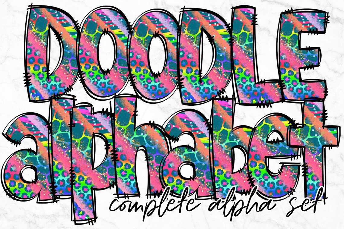 Leopard Doodle Alphabet PNG Alphabet Letters PNG Bundle Hand | Etsy