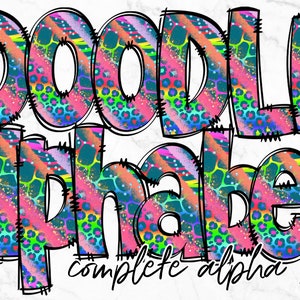 Leopard Doodle Alphabet PNG Alphabet Letters PNG Bundle Hand | Etsy