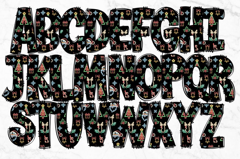 Neon Lights Doodle Alphabet PNG Alphabet Letters PNG Bundle - Etsy