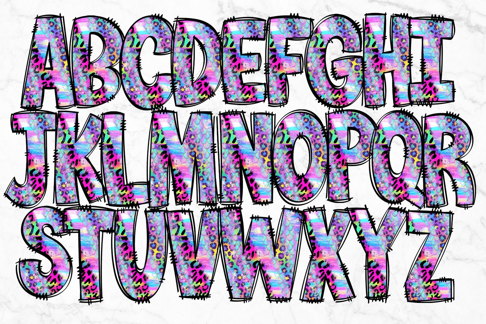 Doodle Alphabet PNG Alphabet Letters PNG Bundle Hand Drawn - Etsy