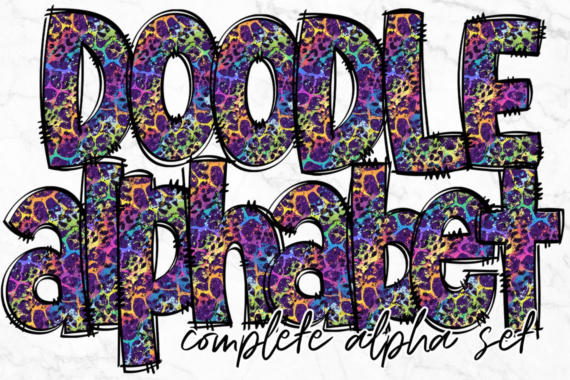 Leopard Doodle Alphabet PNG Alphabet Letters PNG Bundle Hand - Etsy