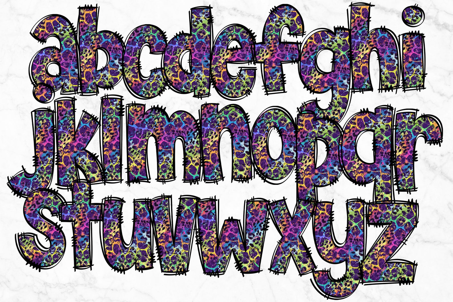 Leopard Doodle Alphabet PNG Alphabet Letters PNG Bundle Hand - Etsy