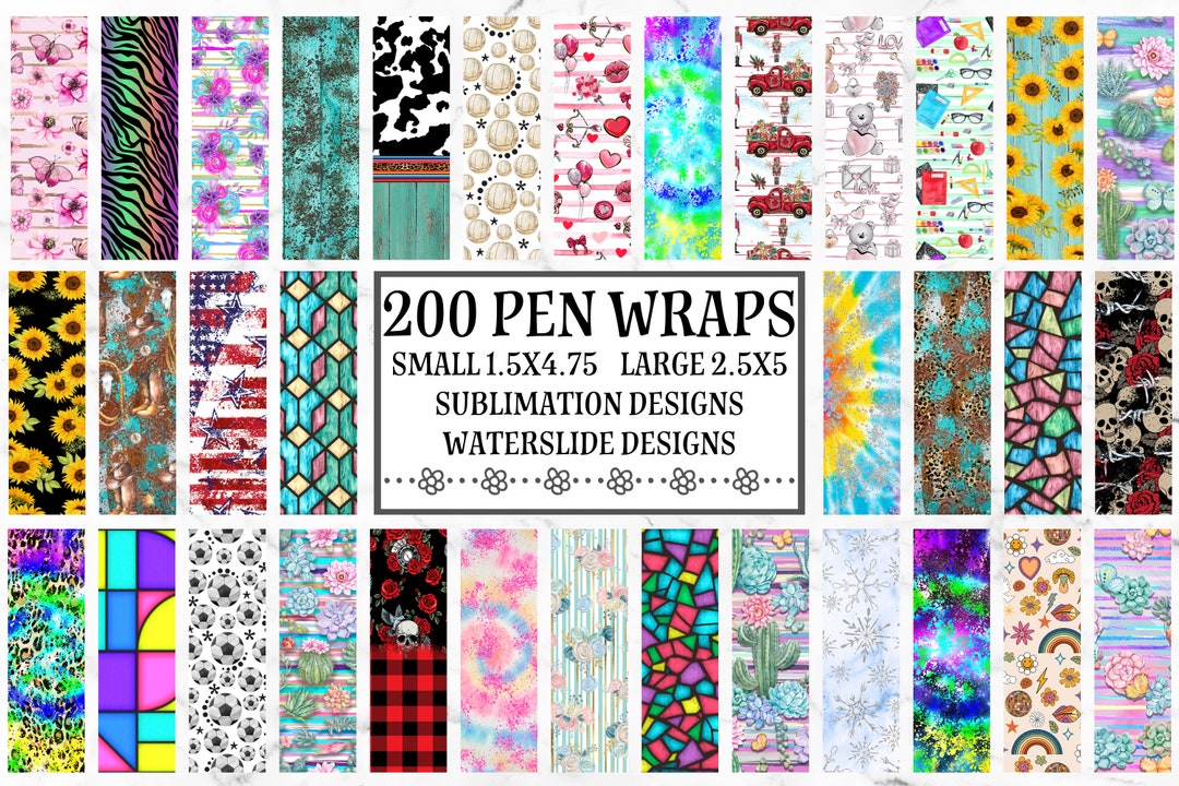 Pen Wrap Bundle, Pen Wrap Sublimation Designs, Pen Waterslide Designs ...