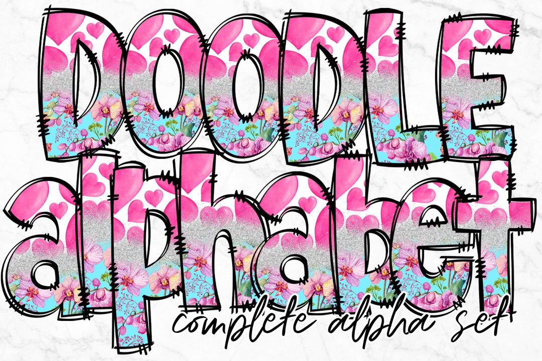 Doodle Alphabet PNG, Alphabet Letters PNG Bundle, Hand Drawn Doodles ...