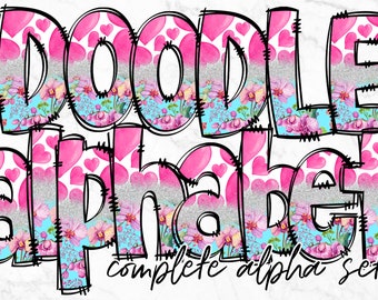 Doodle Alphabet PNG, Alphabet Letters PNG Bundle, Hand Drawn Doodles ...