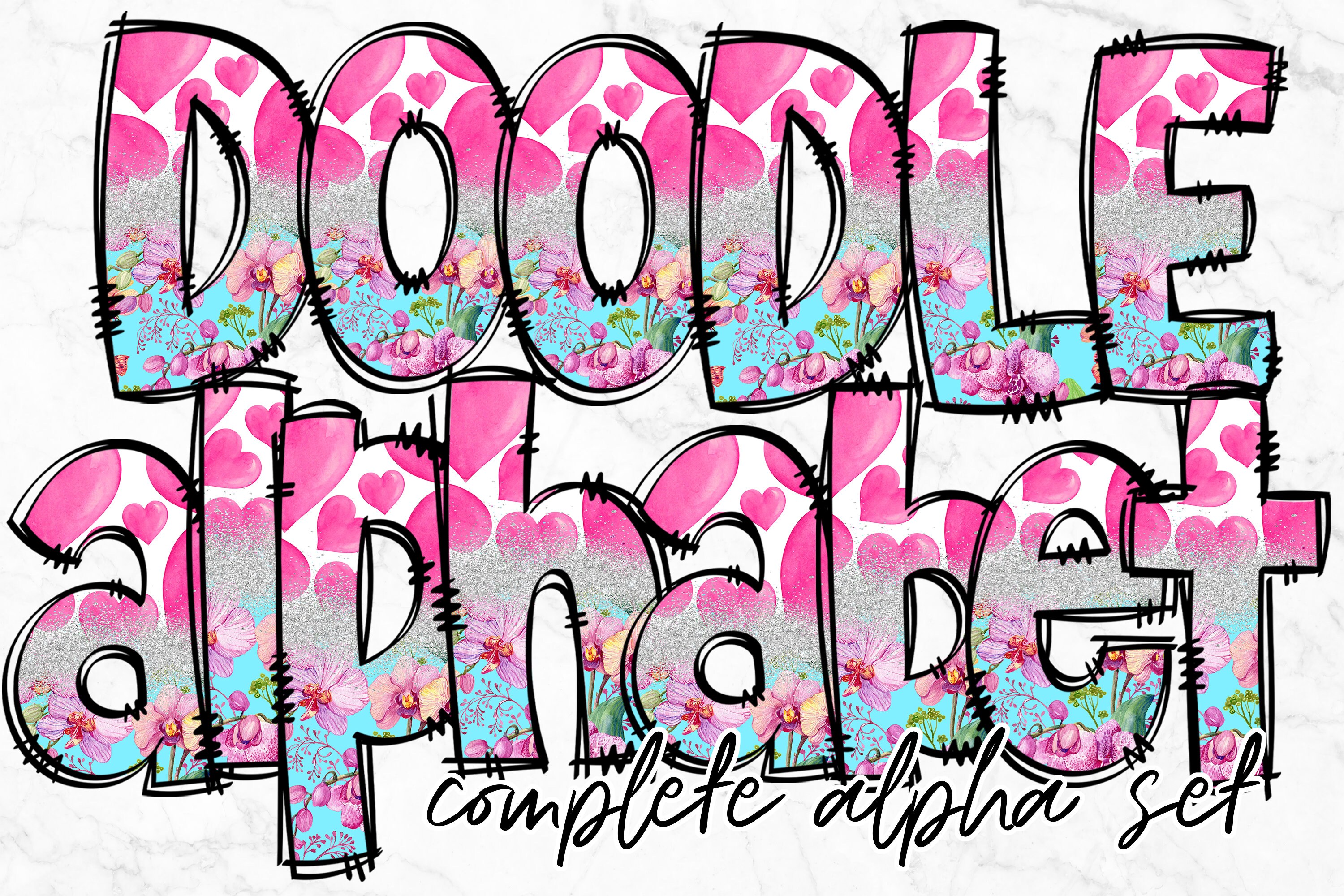Doodle Alphabet PNG Alphabet Letters PNG Bundle Hand Drawn - Etsy