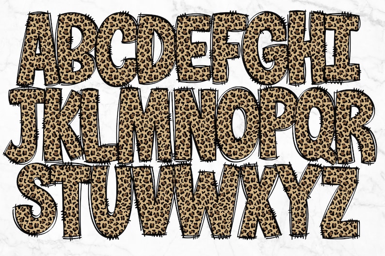 Leopard Print Doodle Alphabet PNG Alphabet Letters PNG - Etsy