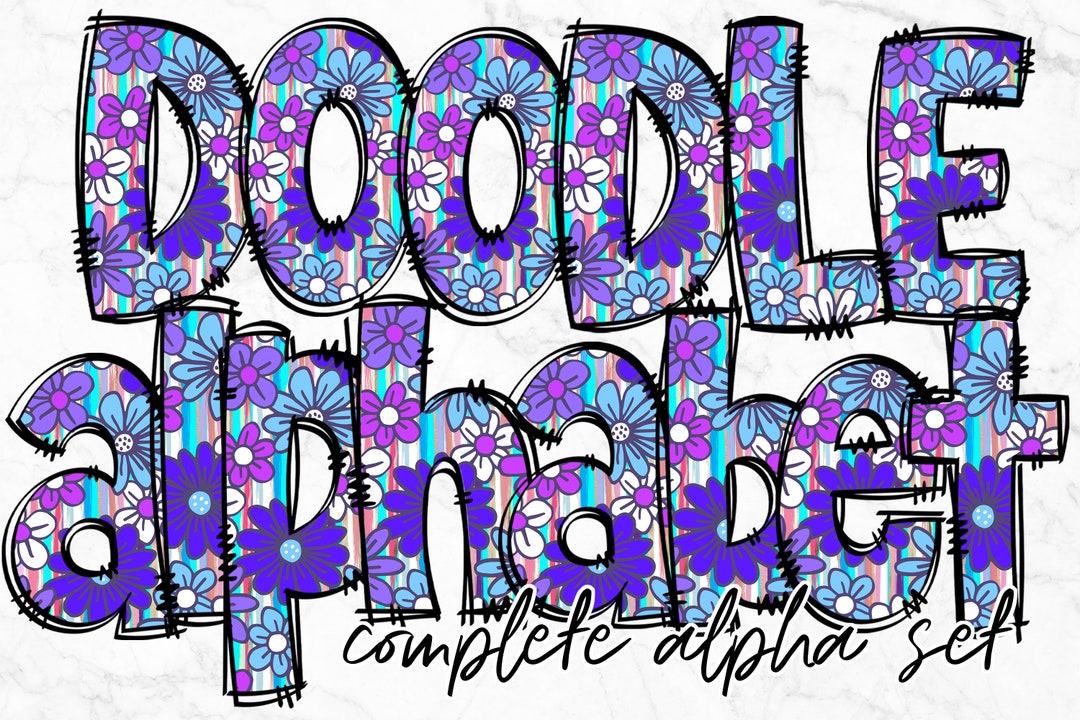 Doodle Alphabet PNG, Alphabet Letters PNG Bundle, Hand Drawn Doodles ...