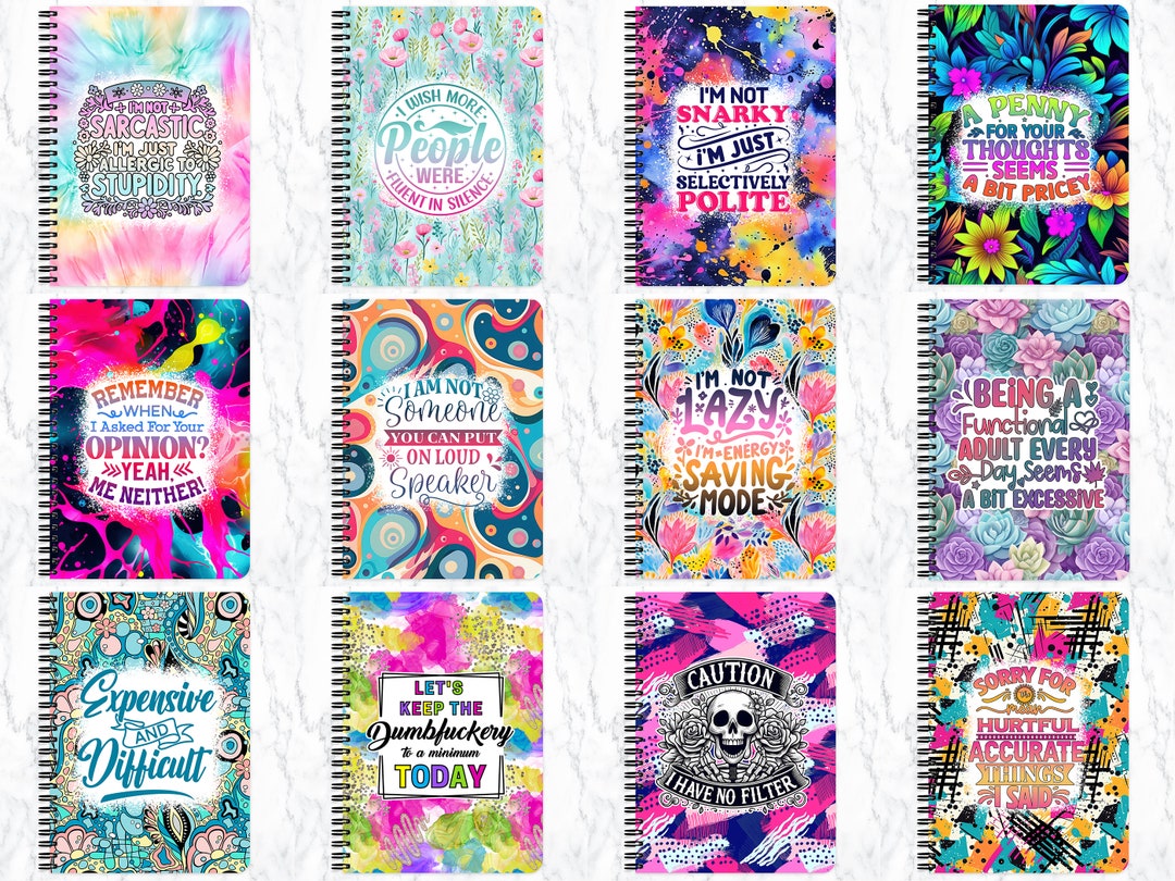 Sarcastic Note Book Sublimation PNG, Funny Note Book Bundle, Adult Note ...