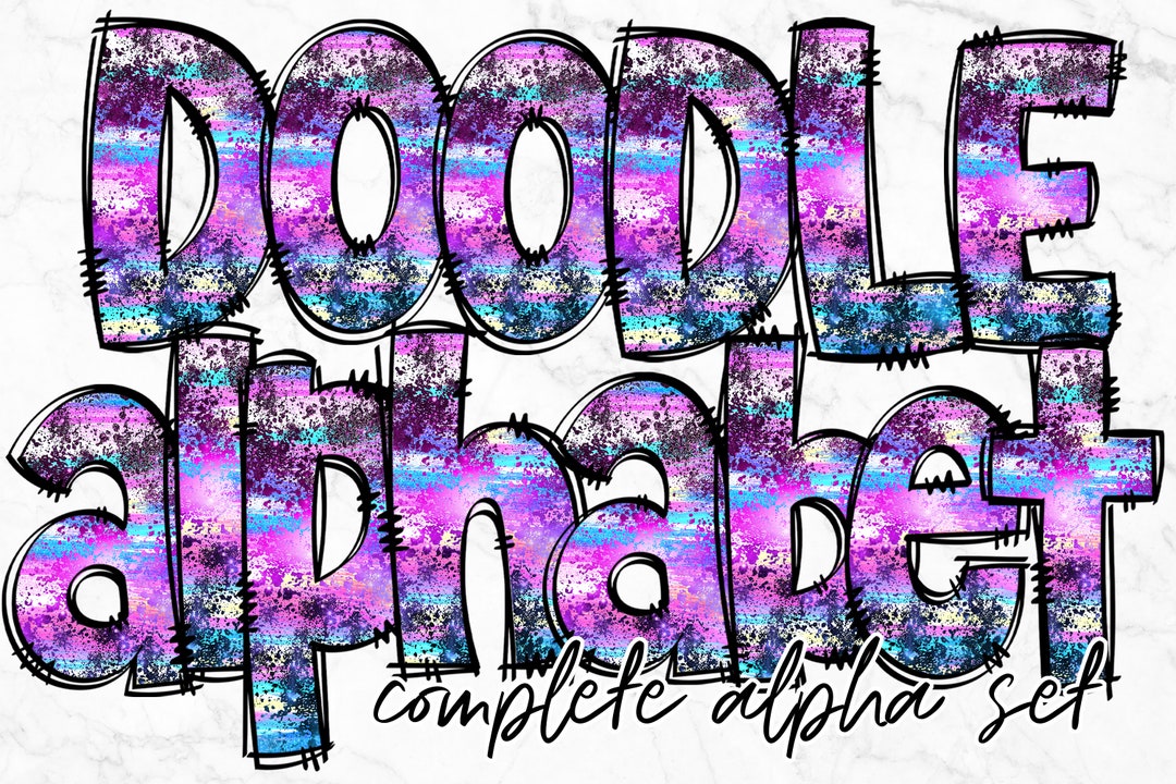Doodle Alphabet PNG, Alphabet Letters PNG Bundle, Hand Drawn Doodles ...