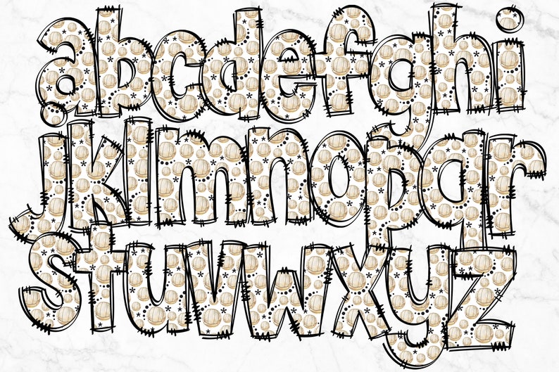 Volleyball Doodle Alphabet PNG Alphabet Letters PNG Bundle - Etsy