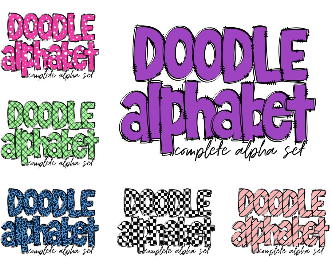 100+ Doodle Alphabet PNG, Checkered Alphabet Letters PNG Bundle, Hand ...
