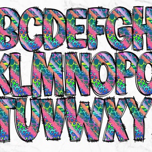 Leopard Doodle Alphabet PNG, Alphabet Letters PNG Bundle, Hand Drawn ...