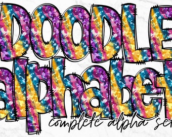 Doodle Alphabet PNG, Alphabet Letters PNG Bundle, Hand Drawn Doodles ...