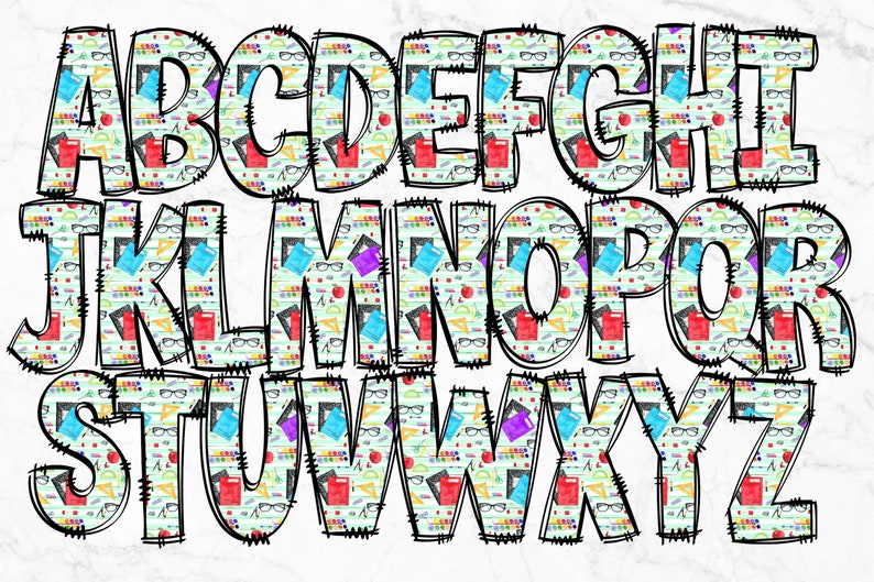 Teacher Doodle Alphabet PNG Alphabet Letters PNG Bundle Hand - Etsy