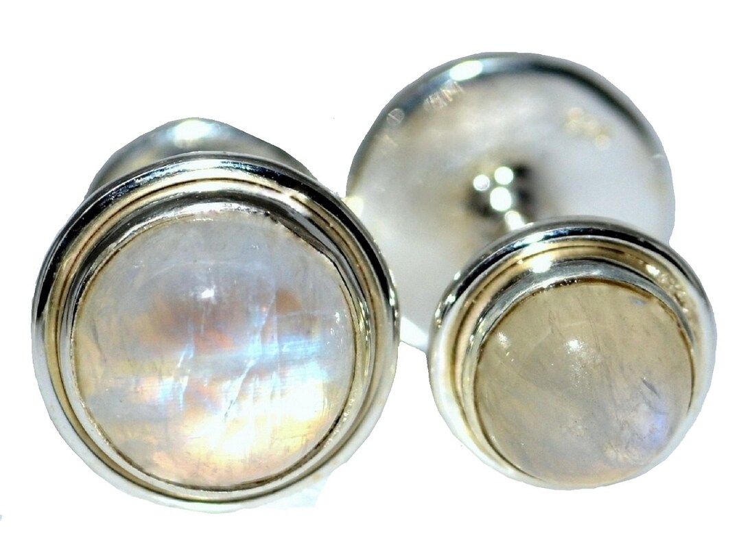 Rainbow Moonstone Sterling Silver Double Sided Cufflinks, 4 Real ...