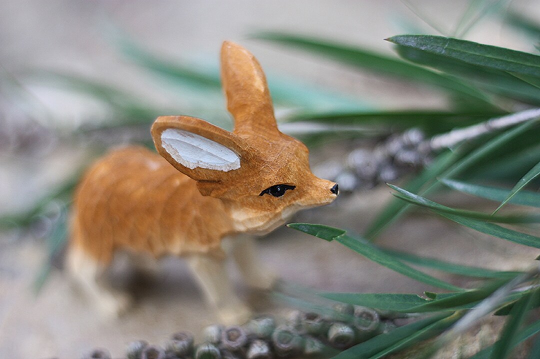 Fennec Fox Wooden Big-eared Fox Ornament Handmade Wood Carving - Etsy