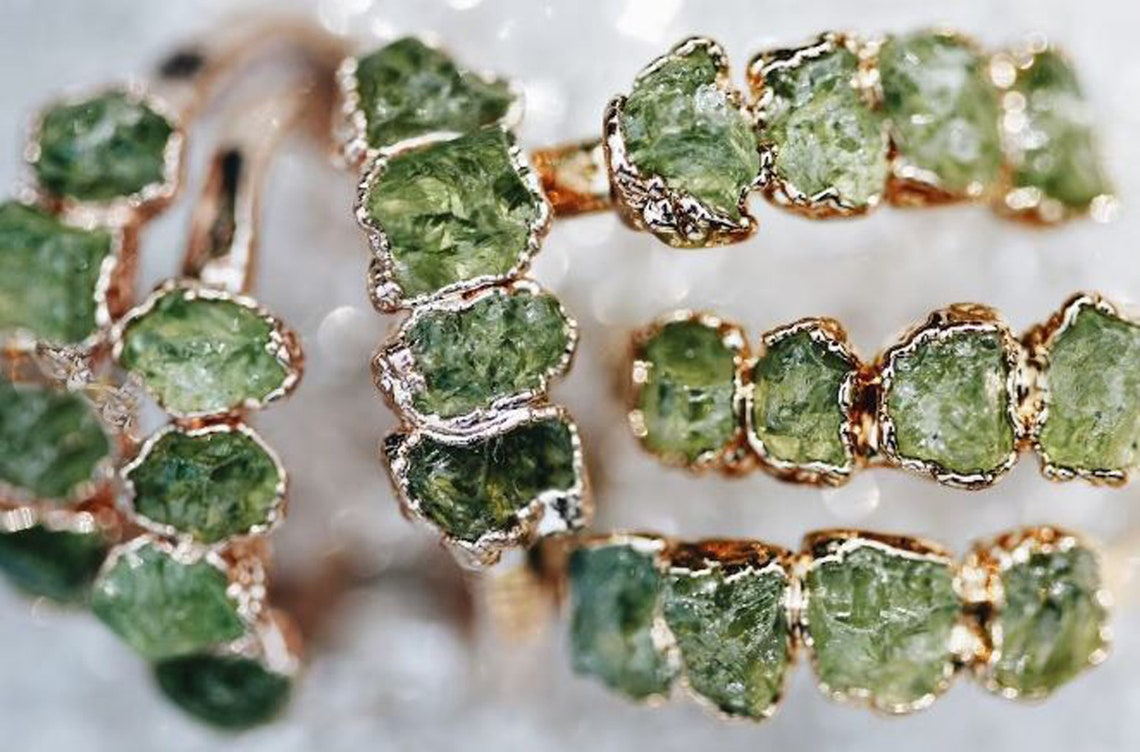 Natural Green Peridot Ring Raw Peridot Ring Copper & Peridot - Etsy