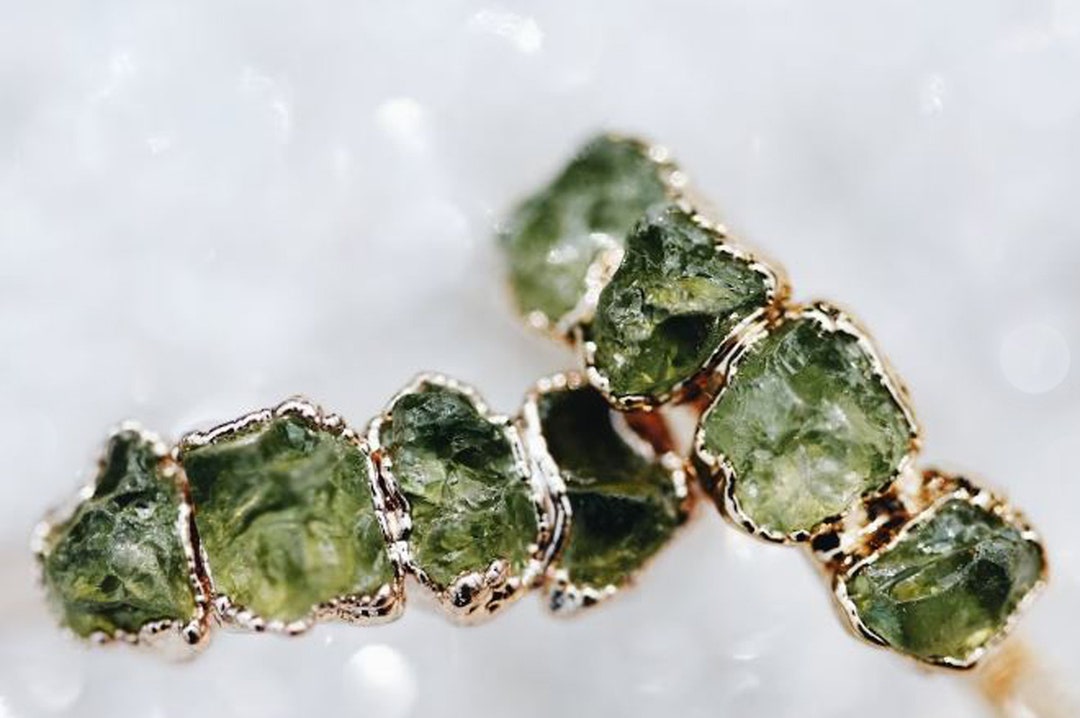 Natural Green Peridot Ring, Raw Peridot Ring, Copper & Peridot Ring ...