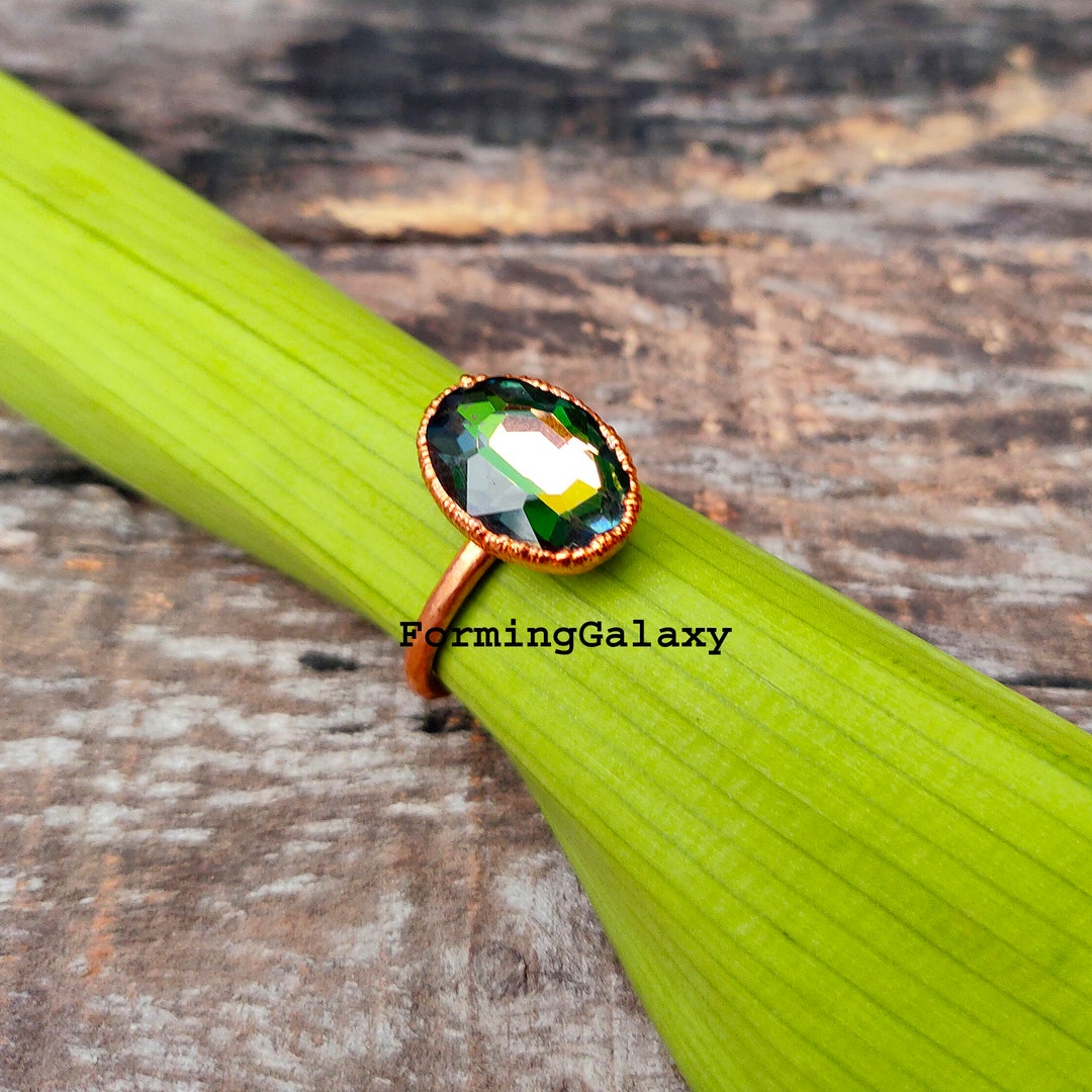 Electroformed Hydro Crystal Ring, Chakra Ring Minimalist Ring, Copper ...