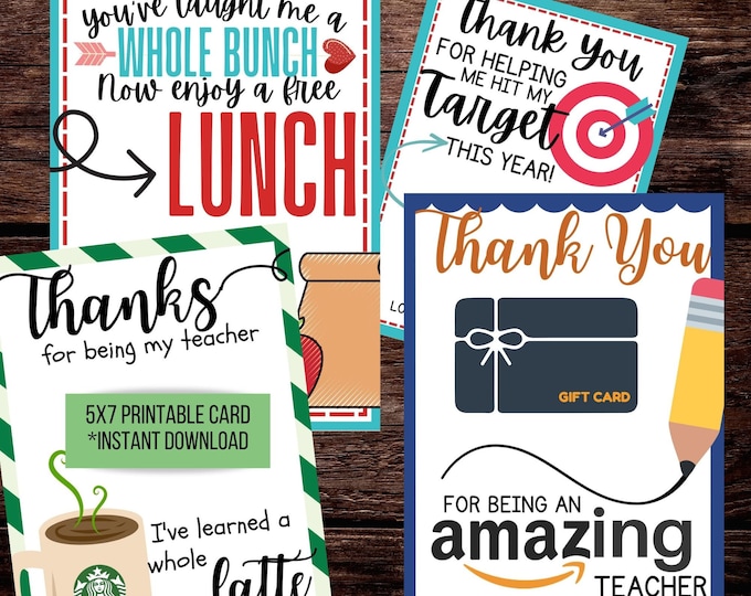 Teacher Appreciation Gift Card Holderteacher Thank You Cardthank You ...