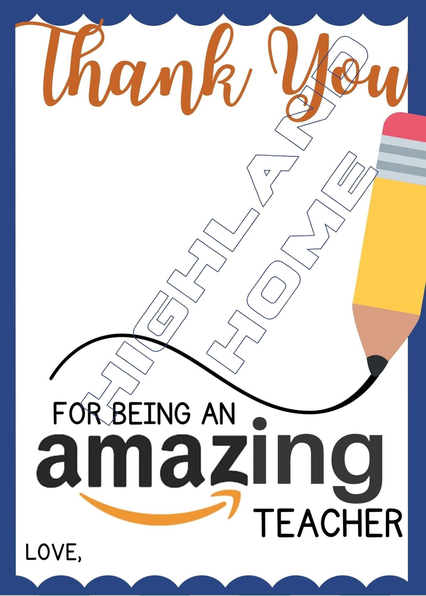 Teacher Appreciation Gift Card Printableteacher Thank You - Etsy