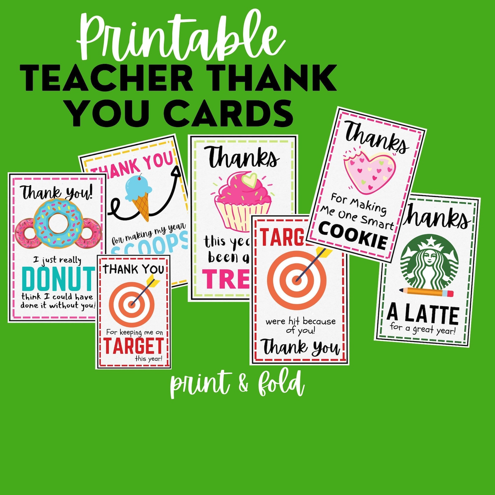 Teacher Appreciation Printable Thank You Cards - Etsy
