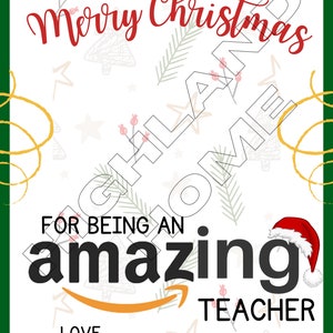 Printable Teacher Christmas Gift Card Holders|amazon Teacher Gift ...
