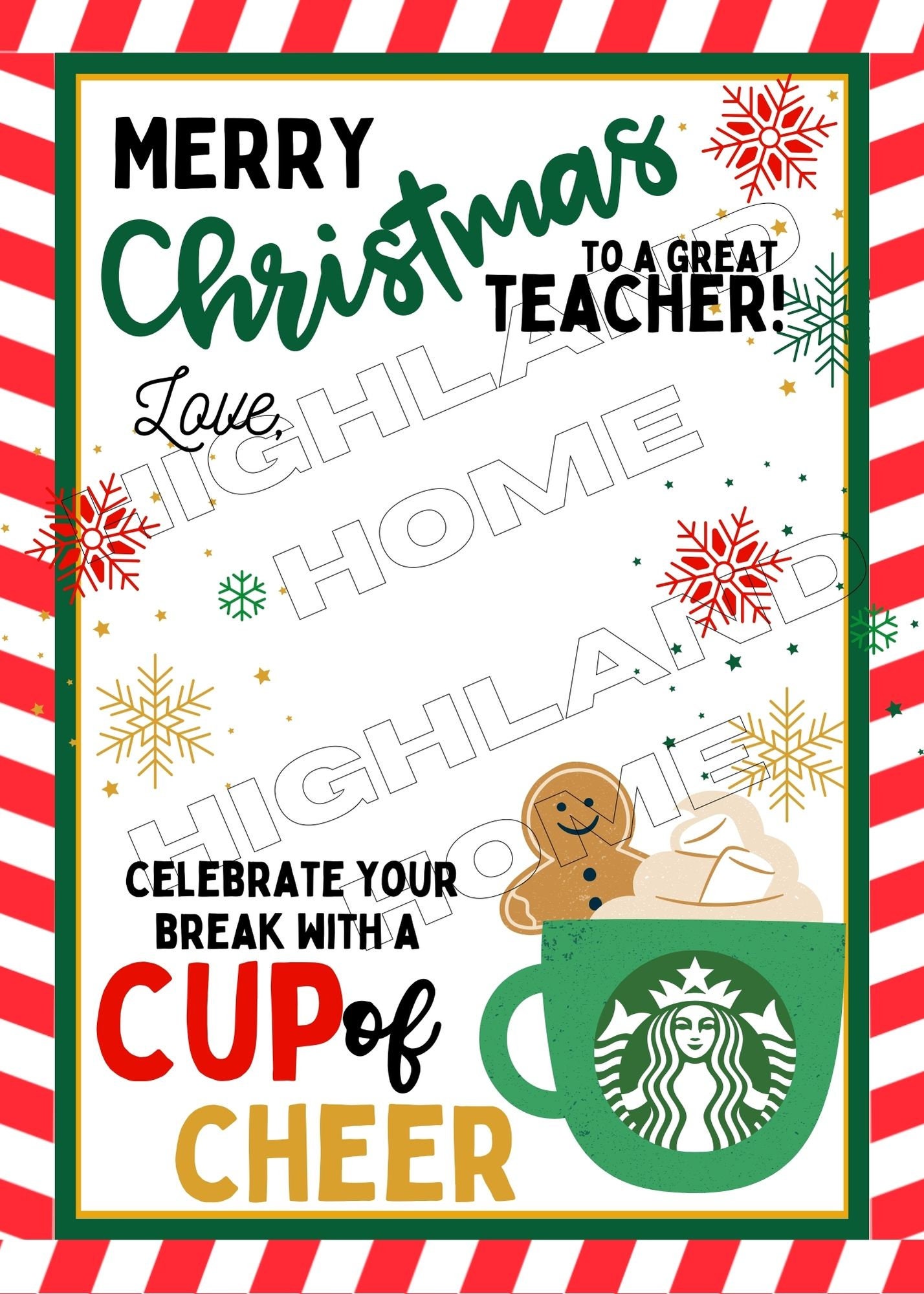 Printable Teacher Christmas Gift Card Holders|coffee Christmas Gift ...