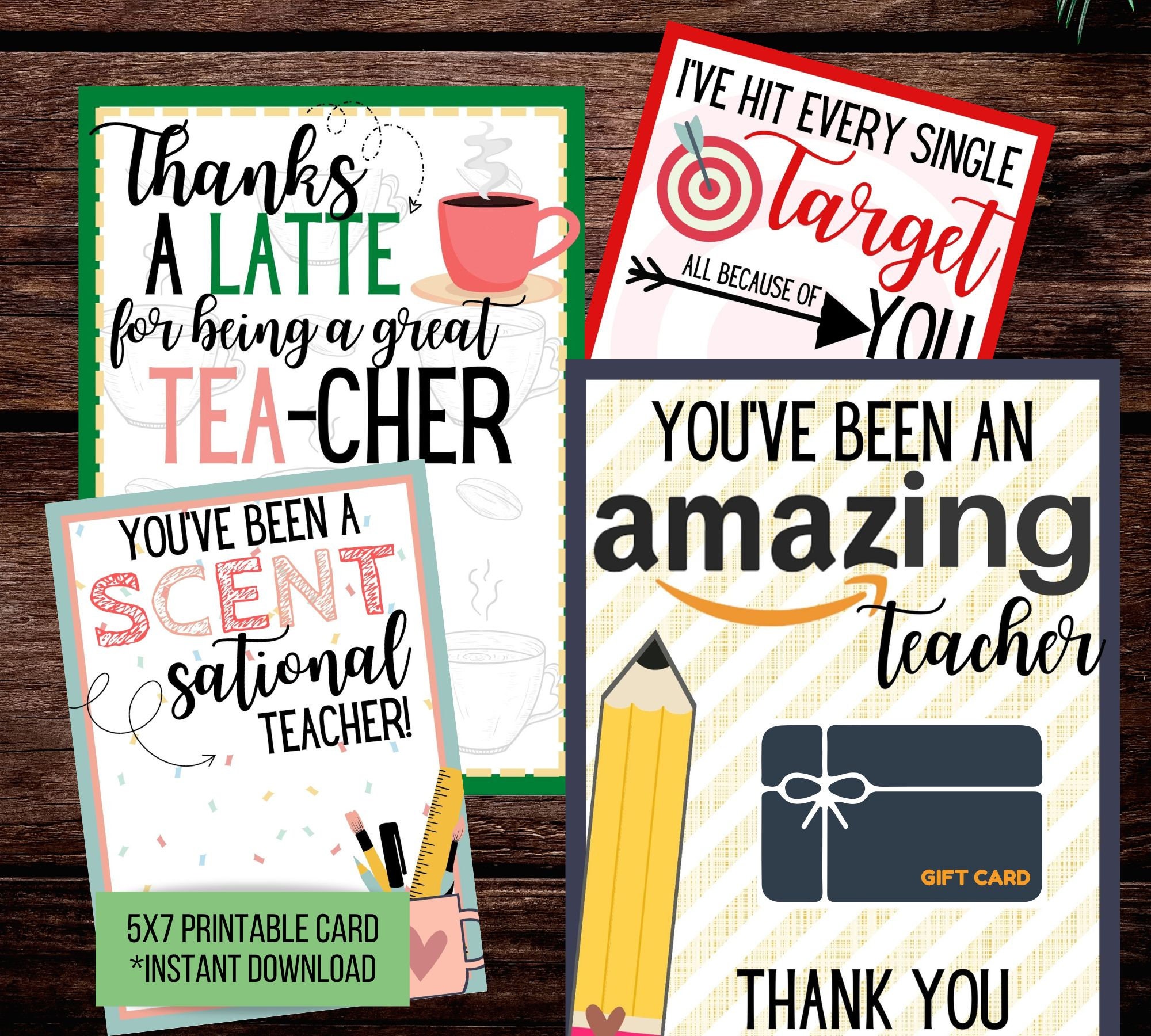 Teacher Appreciation Gift Card Printableteacher Thank You - Etsy