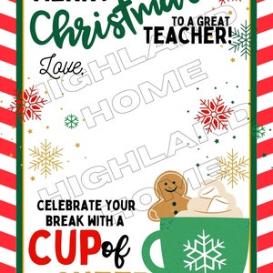 Printable Teacher Christmas Gift Card Holders|coffee Christmas Gift ...