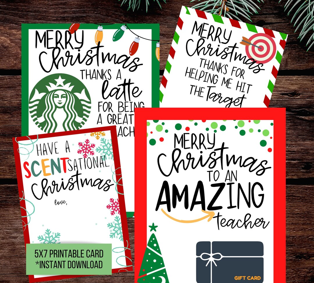 Printable Teacher Christmas Gift Card Holders - Etsy